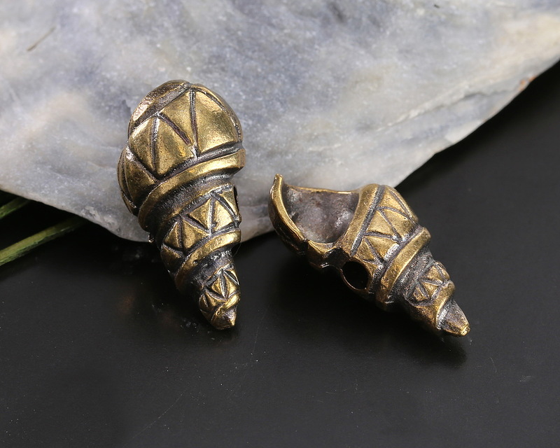 Mykonos Antique Brass (plated) Decorative Tibia Shell Focal 12x23mm