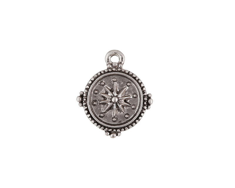 Zola Elements Antique Silver (plated) Small Compass Rose Coin Charm 12x14mm
