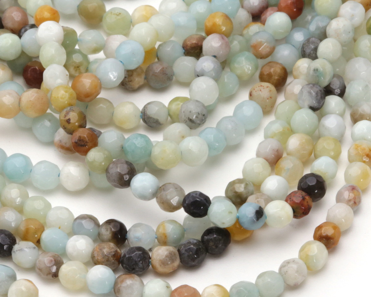 Black Gold Amazonite Faceted Round 4mm - Lima Beads