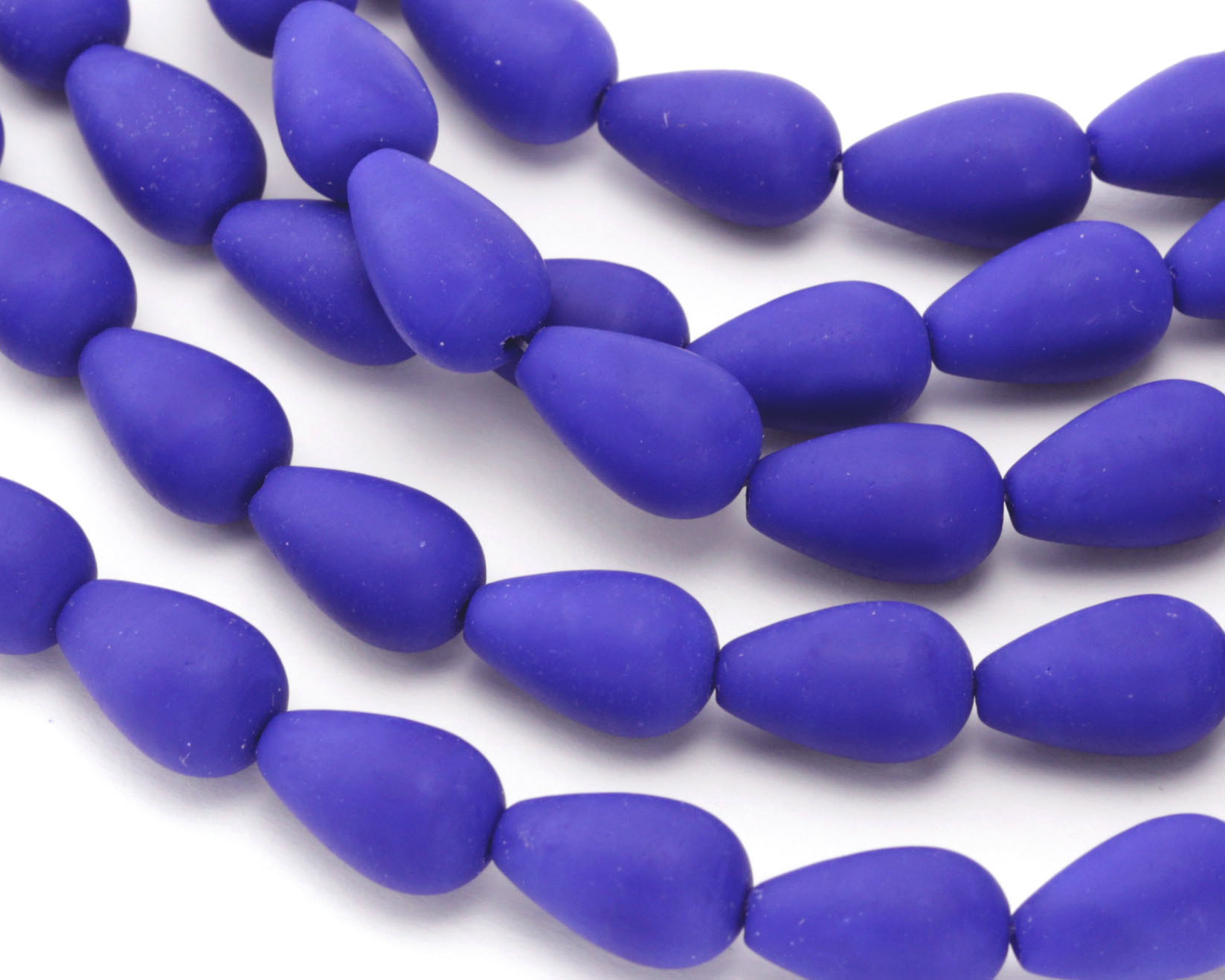 Opaque Royal Blue Beach Style Glass Teardrop Round 17x10mm