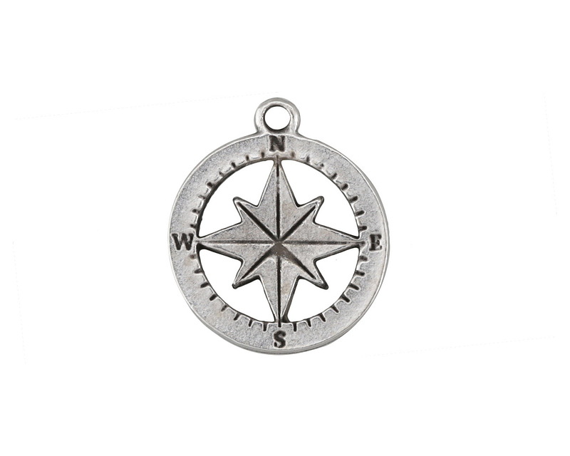 Mykonos Pewter Compass Charm 20x23mm