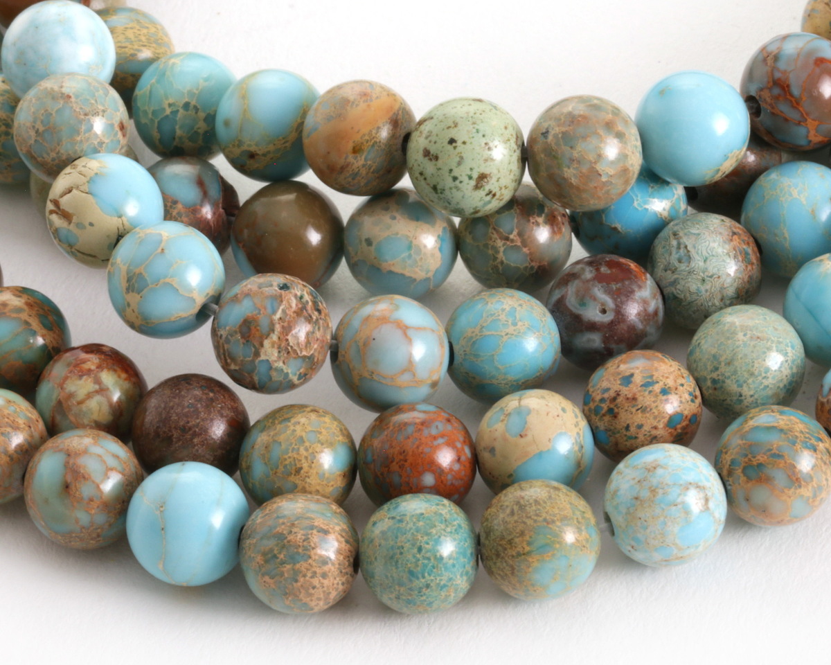 Ocean Blue Impression Jasper Round 8mm