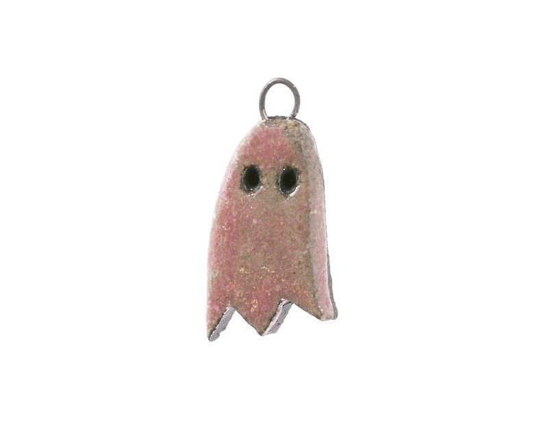 Gaea Ceramic Boysenberry on Chocolate Swoop Ghost Charm 11-12x21-23mm