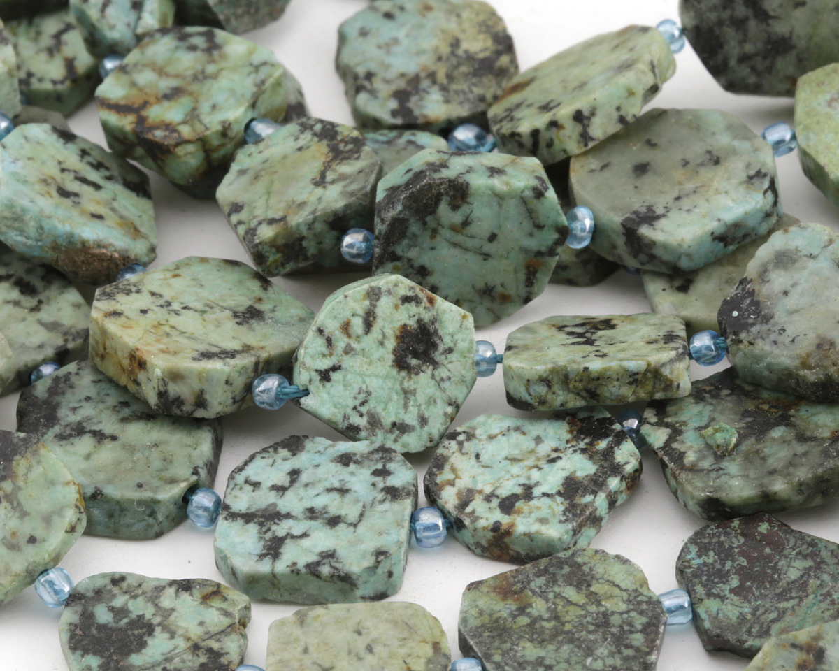 African Turquoise Rough Cut Freeform Slice 14-17x13-17mm