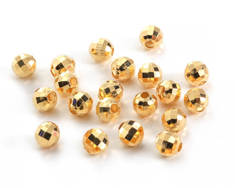 Gold (plated) Faceted Round Bead (large hole) 6mm - Lima Beads