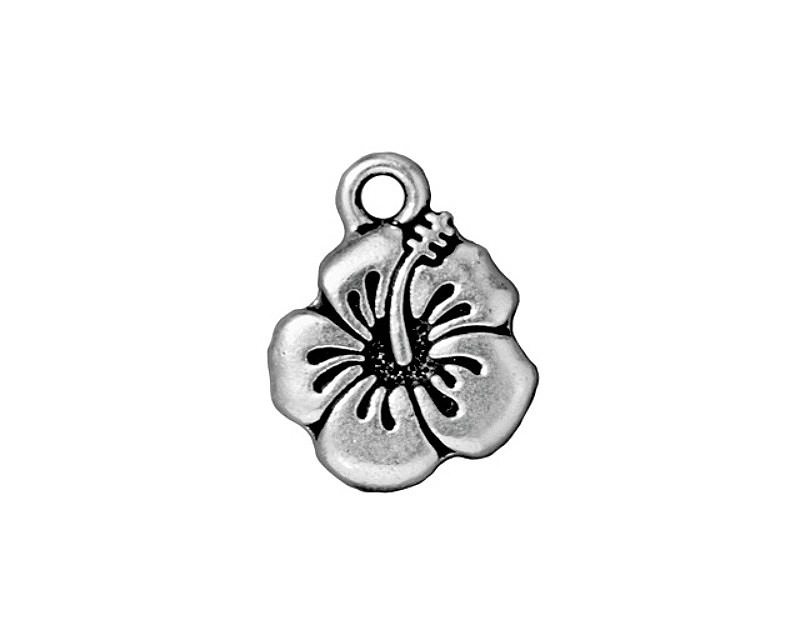 TierraCast Antique Silver (plated) Hibiscus Charm 14x18mm
