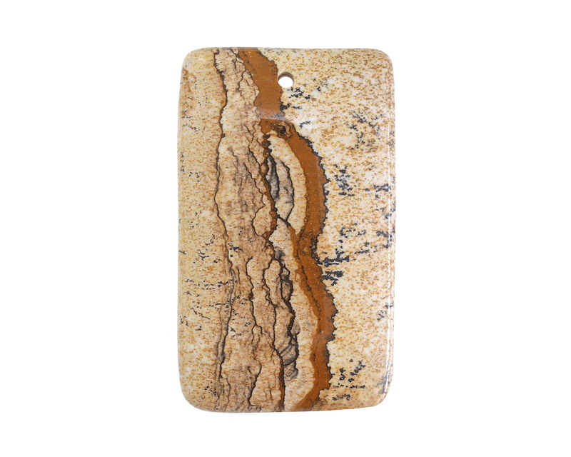 Picture Jasper Flat Rectangle Pendant 30x50mm