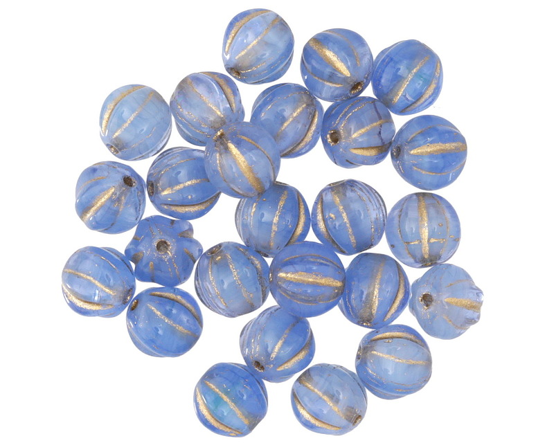 Czech Glass Bronzed Sapphire Melon Round 6mm