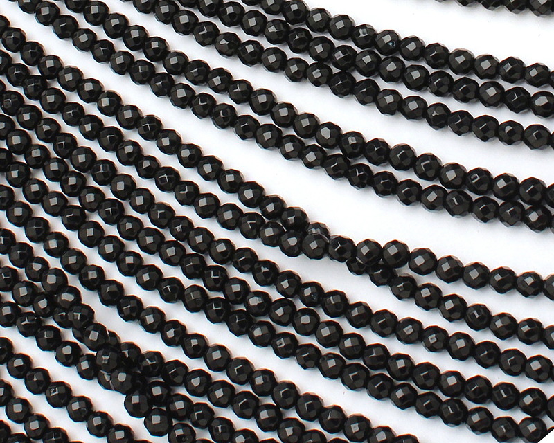 Black Onyx Faceted Round 4mm