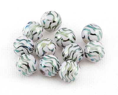 Metallic Waters Laser Etched Waves on Crystal Round 10mm