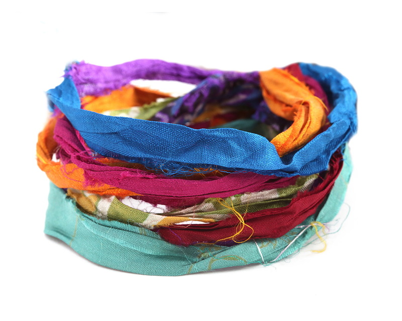 Jewel-tone 100% Silk Sari Ribbon
