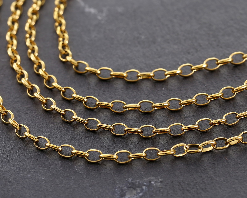 18K Gold (plated) Stainless Steel Small Cable Chain, 25ft Spool