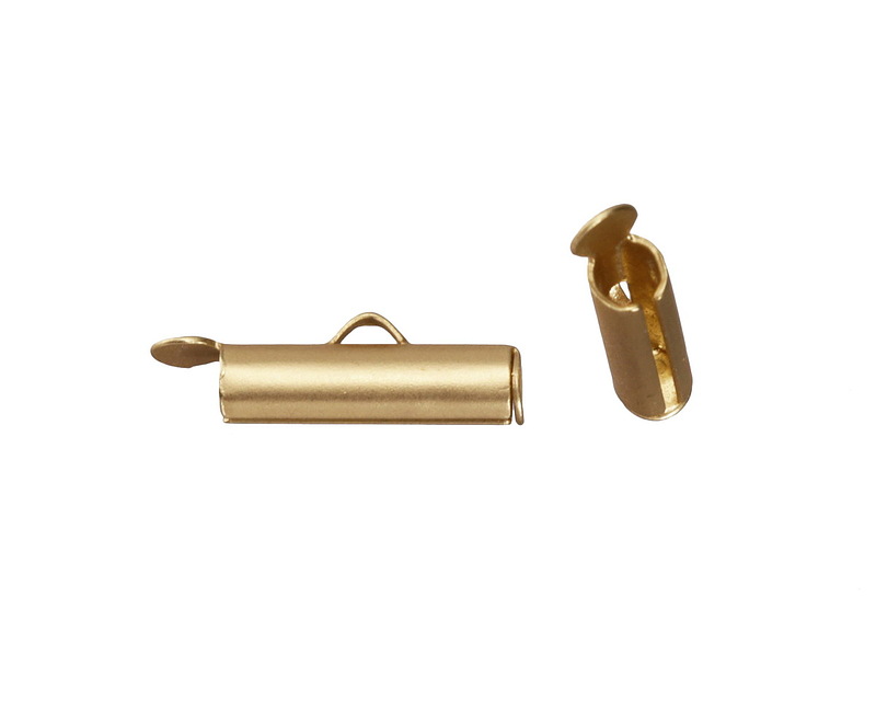 Satin Hamilton Gold (Plated) Slide Tube End Cap 16x4mm