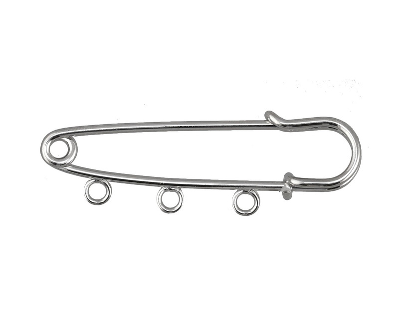 Silver Finish Safety Pin w/ Loops 50x15mm