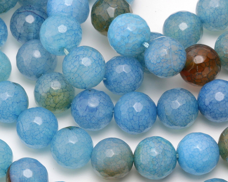 Blue Haze Fire Agate Faceted Round 12mm