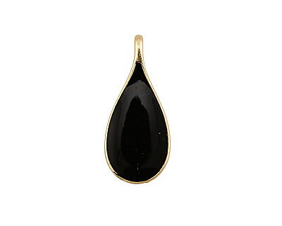 Zola Elements Jet Enamel Matte Gold Finish Teardrop Focal 11x24mm
