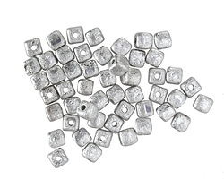 Czech Glass Etched Silver Cube 3mm