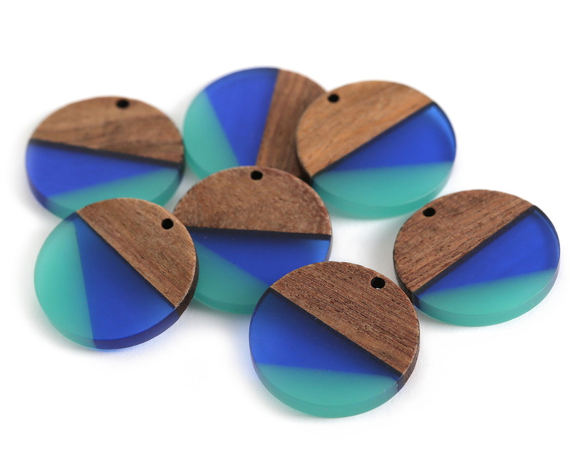 Walnut Wood & Atlantis Resin Coin Focal 28mm