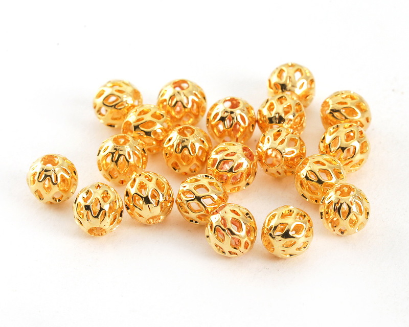 Gold (plated) Large Hole Lattice Filigree Round 6mm - Lima Beads