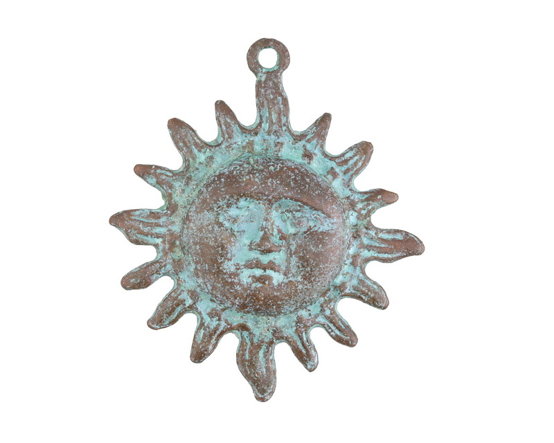 Mykonos Copper (plated) Patina Sun Face Pendant 40x46mm