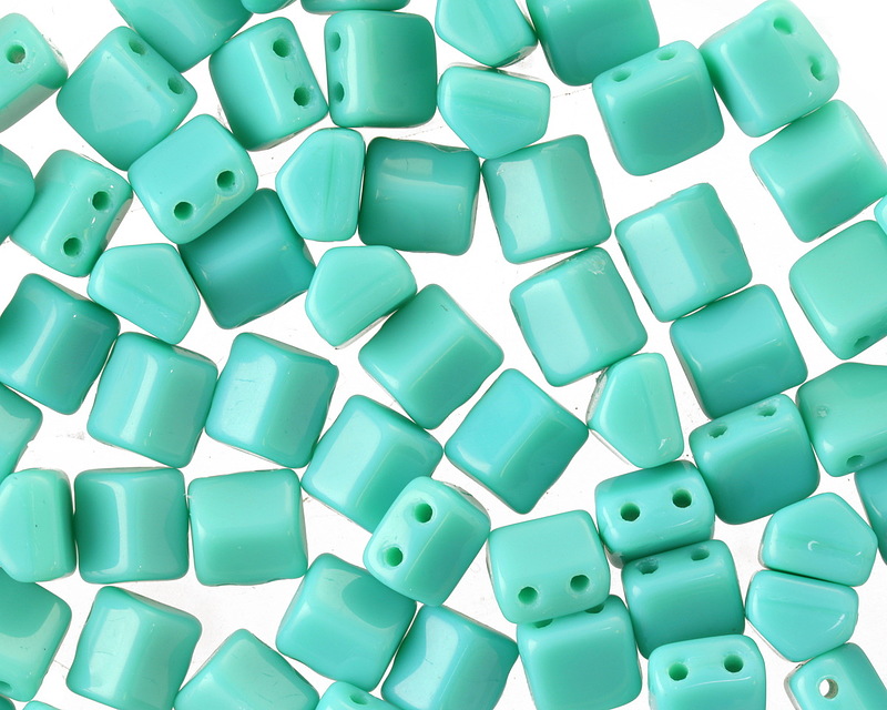 CzechMates Glass Opaque Turquoise 2-Hole Roof Bead 6mm