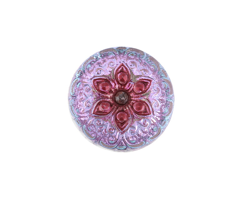 Czech Glass Orchid Starflower Button 19mm