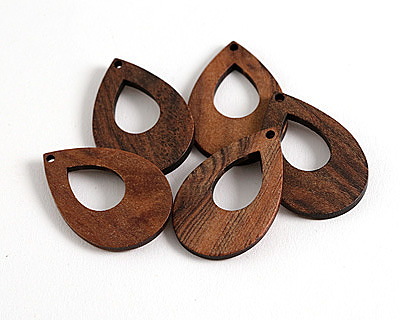 Walnut Wood Open Teardrop Focal 25x38mm