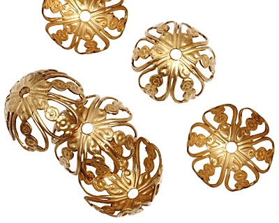 Brass Flower Medallion Dome Bead Cap 10x18mm - Lima Beads