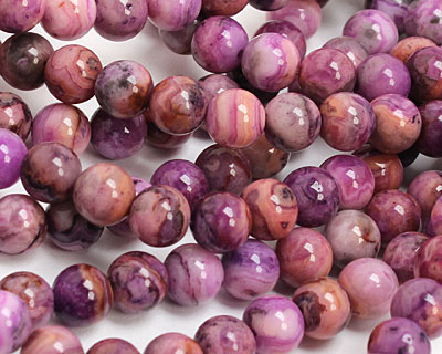 Purple Crazy Lace (light) Agate Round 8mm - Lima Beads